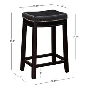 Linon Claridge Counter Stool, Black, 26" x 18" x 12.75"