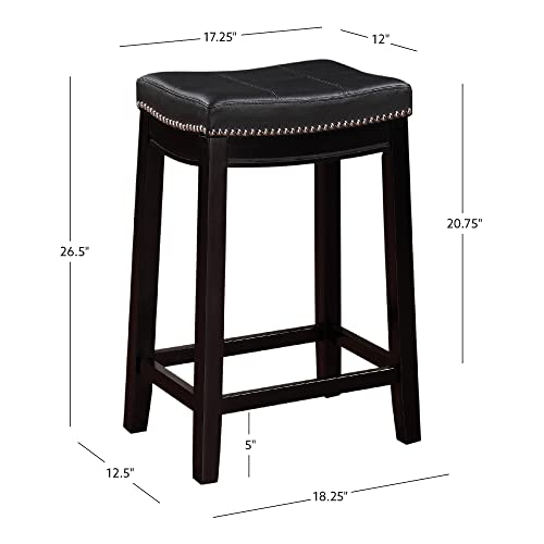 Linon Claridge Counter Stool, Black, 26" x 18" x 12.75"