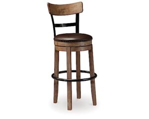 signature design by ashley pinnadel 30" modern swivel pub height barstool, light brown