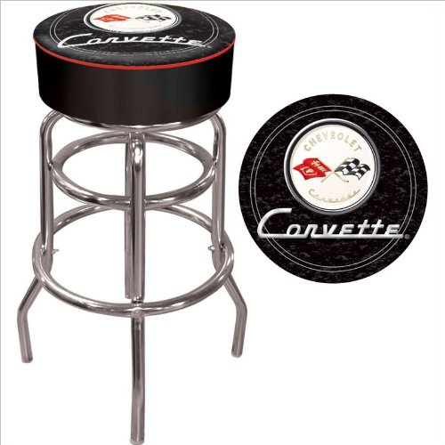 Trademark Global Corvette C1 Padded Bar Stool - Black,