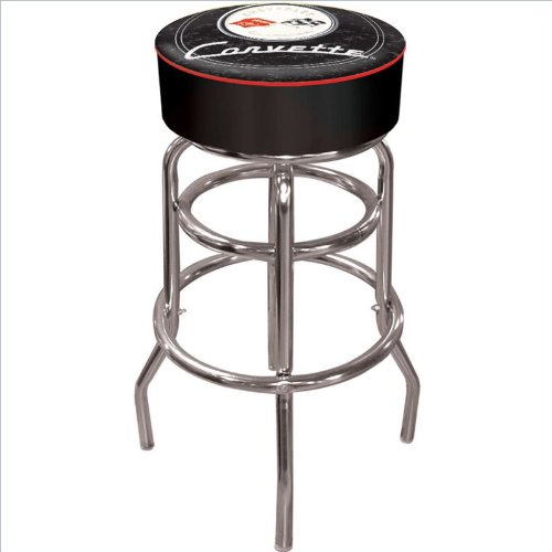 Trademark Global Corvette C1 Padded Bar Stool - Black,