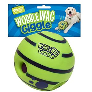 wobble wag giggle ball, interactive dog toy, fun giggle sounds when rolled or shaken, pets know best, as seen on tv