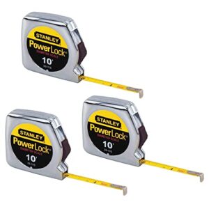 stanley hand tools 33-115 10' x 1/4" powerlock pocket tape rule (3 pack)