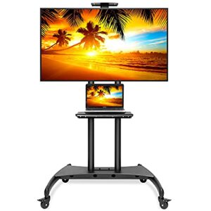 mount factory rolling tv stand mobile tv cart for 55" - 80" plasma screen, led, lcd, oled, curved tv's - universal mount with wheels