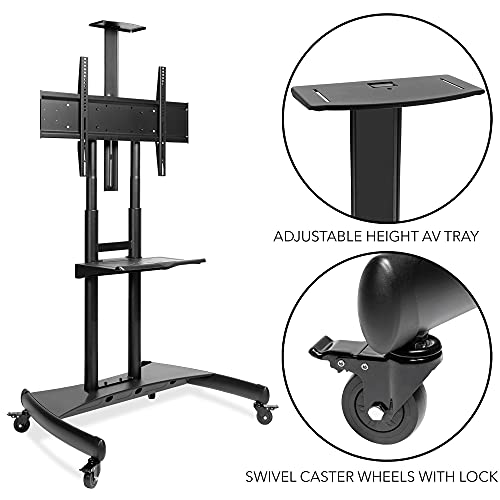 Mount Factory Rolling TV Stand Mobile TV Cart for 55" - 80" Plasma Screen, LED, LCD, OLED, Curved TV's - Universal Mount with Wheels