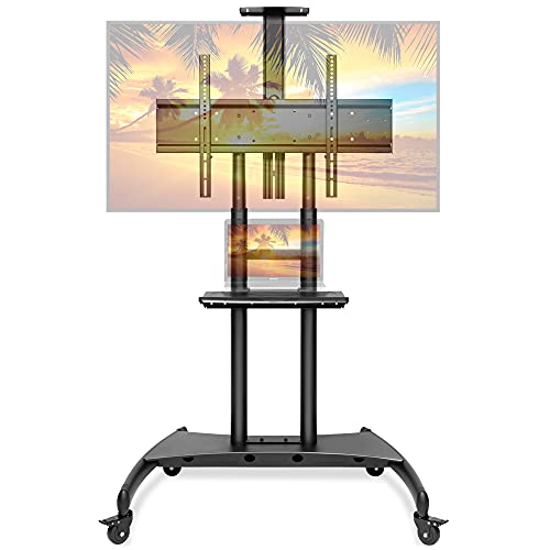 Mount Factory Rolling TV Stand Mobile TV Cart for 55" - 80" Plasma Screen, LED, LCD, OLED, Curved TV's - Universal Mount with Wheels