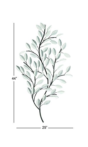 Deco 79 Metal Leaf Wall Decor, 25" x 2" x 44", Silver