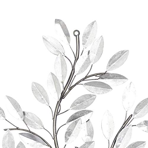 Deco 79 Metal Leaf Wall Decor, 25" x 2" x 44", Silver