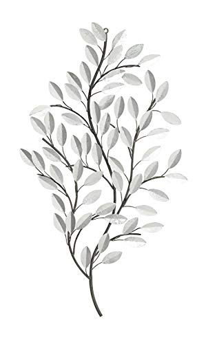 Deco 79 Metal Leaf Wall Decor, 25" x 2" x 44", Silver