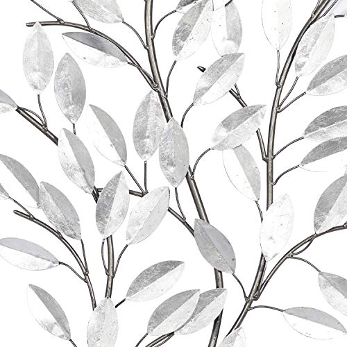 Deco 79 Metal Leaf Wall Decor, 25" x 2" x 44", Silver