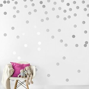 silver wall decal dots (200 decals) | easy peel & stick + safe on walls paint | removable metallic vinyl polka dot decor | round circle art glitter sayings sticker large paper sheet set nursery room