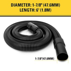 Stanley 19-1100 Wet and Dry Vacuum Extension Hose, 1-7/8 inch, 6 Feet, Fit for Stanley 6-18 Gallon Wet/Dry Vacuum Cleaners, Compatible with SL18191P, SL18199P, SL18701P-10A, Black