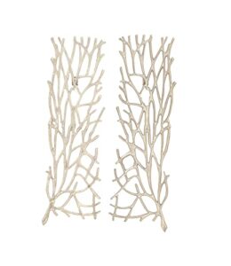 deco 79 aluminum coral inspired wall decor, set of 2 10"w, 34"h, silver