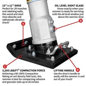 Jumping Jack Tamping Rammer Compactor Tamper for Asphalt and Cohesive Soil 3 HP Honda GX100 Engine