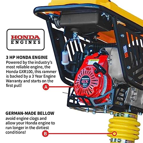 Jumping Jack Tamping Rammer Compactor Tamper for Asphalt and Cohesive Soil 3 HP Honda GX100 Engine