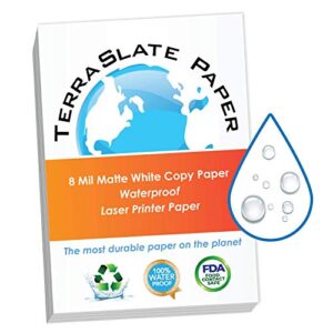 terraslate paper 8 mil 8.5" x 14" waterproof laser printer/copy paper 250 sheets