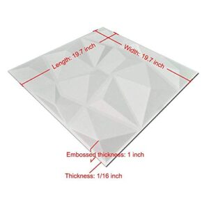 Art3d Textures 3D Wall Panels White Diamond Design Pack of 12 Tiles 32 Sq Ft (PVC)