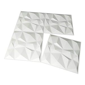 Art3d Textures 3D Wall Panels White Diamond Design Pack of 12 Tiles 32 Sq Ft (PVC)