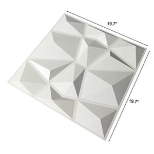 Art3d Textures 3D Wall Panels White Diamond Design Pack of 12 Tiles 32 Sq Ft (PVC)