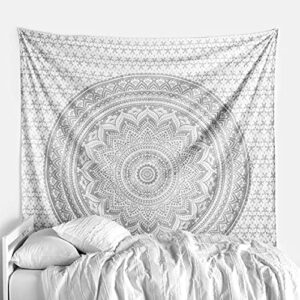 the art box wall tapestry, large 82x55" - inspiring handmade indian mandala design, soft 100% natural cotton, delicate hand sewn edges for bedroom, living room boho esthetic