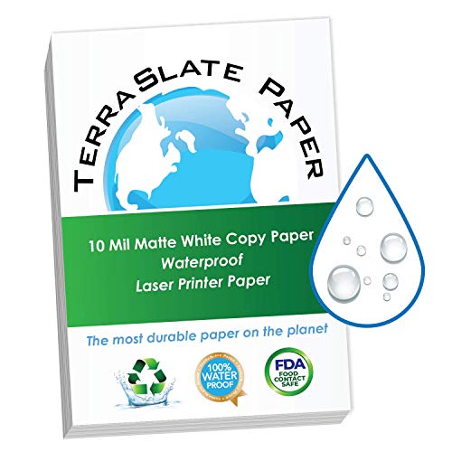 TerraSlate Copy Paper Waterproof Laser Printer, Rain Weatherproof, 10 MIL, A4 210 x 297 mm, 25 Sheets…