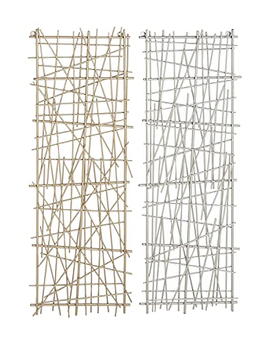 CosmoLiving by Cosmopolitan Metal Geometric Overlapping Lines Wall Decor, Set of 2 13"W, 36"H, Multi Colored