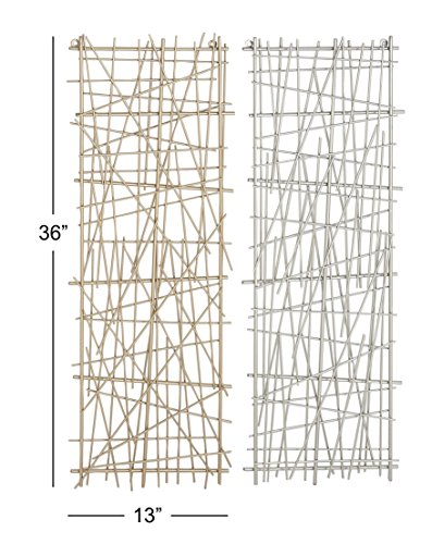 CosmoLiving by Cosmopolitan Metal Geometric Overlapping Lines Wall Decor, Set of 2 13"W, 36"H, Multi Colored