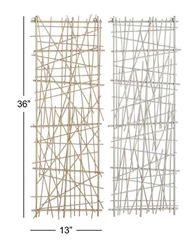 CosmoLiving by Cosmopolitan Metal Geometric Overlapping Lines Wall Decor, Set of 2 13"W, 36"H, Multi Colored