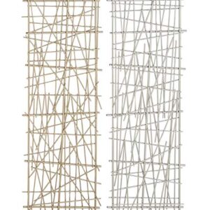 CosmoLiving by Cosmopolitan Metal Geometric Overlapping Lines Wall Decor, Set of 2 13"W, 36"H, Multi Colored