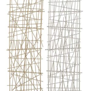 CosmoLiving by Cosmopolitan Metal Geometric Overlapping Lines Wall Decor, Set of 2 13"W, 36"H, Multi Colored