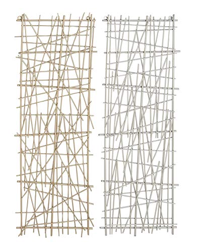 CosmoLiving by Cosmopolitan Metal Geometric Overlapping Lines Wall Decor, Set of 2 13"W, 36"H, Multi Colored