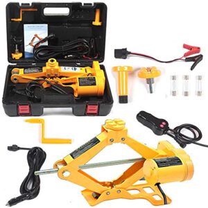 electric car floor jack 3 ton all-in-one automatic 12v scissor lift jack set for sedans suv w/double saddles remote tire change repair emergency tool kits vehicle floor jack wheel change(3t)