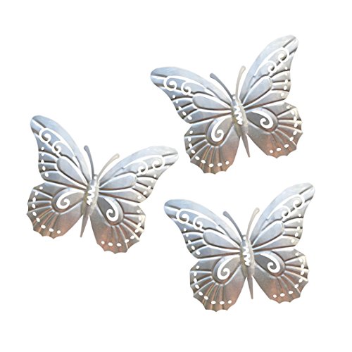 Superdream 3D Nature Inspired Metal Butterfly DIY Decorative Wall Art Trio Hang Indoors or Outdoors