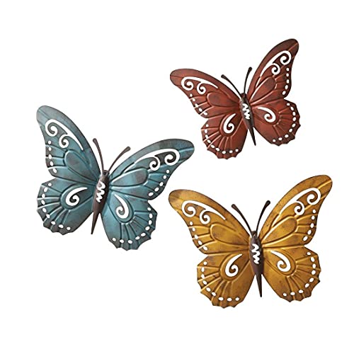 Superdream 3D Nature Inspired Metal Butterfly DIY Decorative Wall Art Trio Hang Indoors or Outdoors