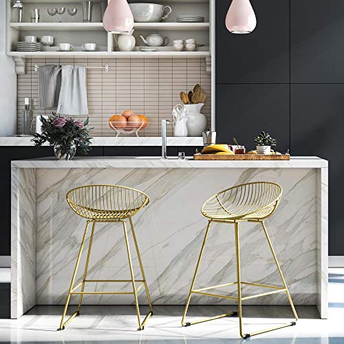 CosmoLiving by Cosmopolitan Ellis Barstools, Brass