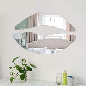 cugbo 2 set 3d kiss lips mirror wall stickers acrylic diy art decals home room decor (silver)