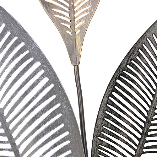 FirsTime & Co. Silver Metallic Leaves Wall Decor 2-Piece Set for Living Room, Bedroom, Home Office, Metal Art, Farmhouse and Boho, 35.5 x 28 inches