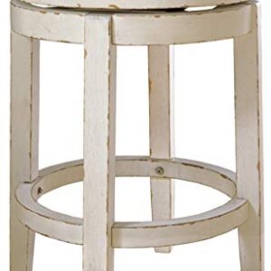 Signature Design by Ashley Realyn French Country 24" Counter Height Backless Swivel Barstool, Chipped White