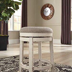 Signature Design by Ashley Realyn French Country 24" Counter Height Backless Swivel Barstool, Chipped White