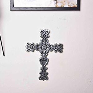 Crosses Wall decor Western Hanging Cross Wall Decor Crosses Wall decor Decorative Crosses Wall decor Silver Nickel Finish 9.5" x 5" Inches