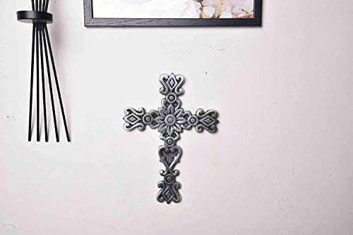 Crosses Wall decor Western Hanging Cross Wall Decor Crosses Wall decor Decorative Crosses Wall decor Silver Nickel Finish 9.5" x 5" Inches