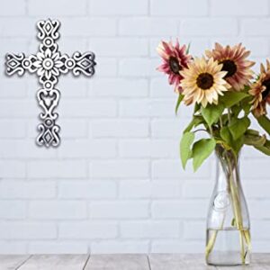 Crosses Wall decor Western Hanging Cross Wall Decor Crosses Wall decor Decorative Crosses Wall decor Silver Nickel Finish 9.5" x 5" Inches