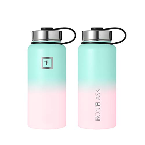 IRON °FLASK Sports Water Bottle - 32oz, 3 Lids (Straw Lid), Leak Proof - Stainless Steel Gym & Sport Bottles for Men, Women & Kids - Double Walled, Insulated Thermos, Metal Canteen