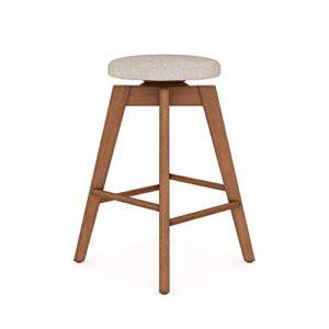 Amalia Backless Kitchen Counter Height Bar Stool, Solid Wood with 360 Swivel Seat Antique Coffee/Natural Wheat