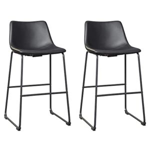 signature design by ashley centiar urban industrial 28.75" pub height bucket seat barstool, 2 count, black