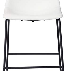 Signature Design by Ashley Centiar Urban Industrial 23.75" Counter Height Bucket Seat Barstool, 2 Count, White