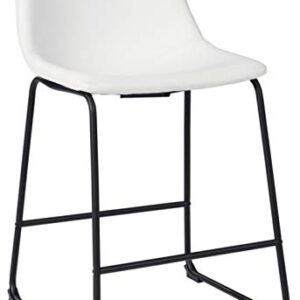 Signature Design by Ashley Centiar Urban Industrial 23.75" Counter Height Bucket Seat Barstool, 2 Count, White