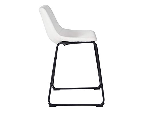 Signature Design by Ashley Centiar Urban Industrial 23.75" Counter Height Bucket Seat Barstool, 2 Count, White