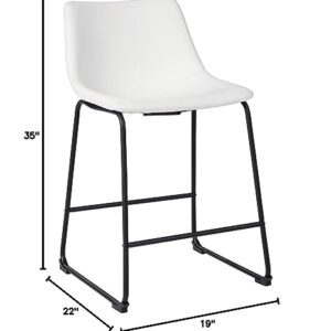 Signature Design by Ashley Centiar Urban Industrial 23.75" Counter Height Bucket Seat Barstool, 2 Count, White