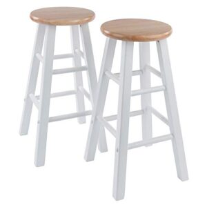 winsome element counter stools, natural & white, 24", walnut, 2 piece set